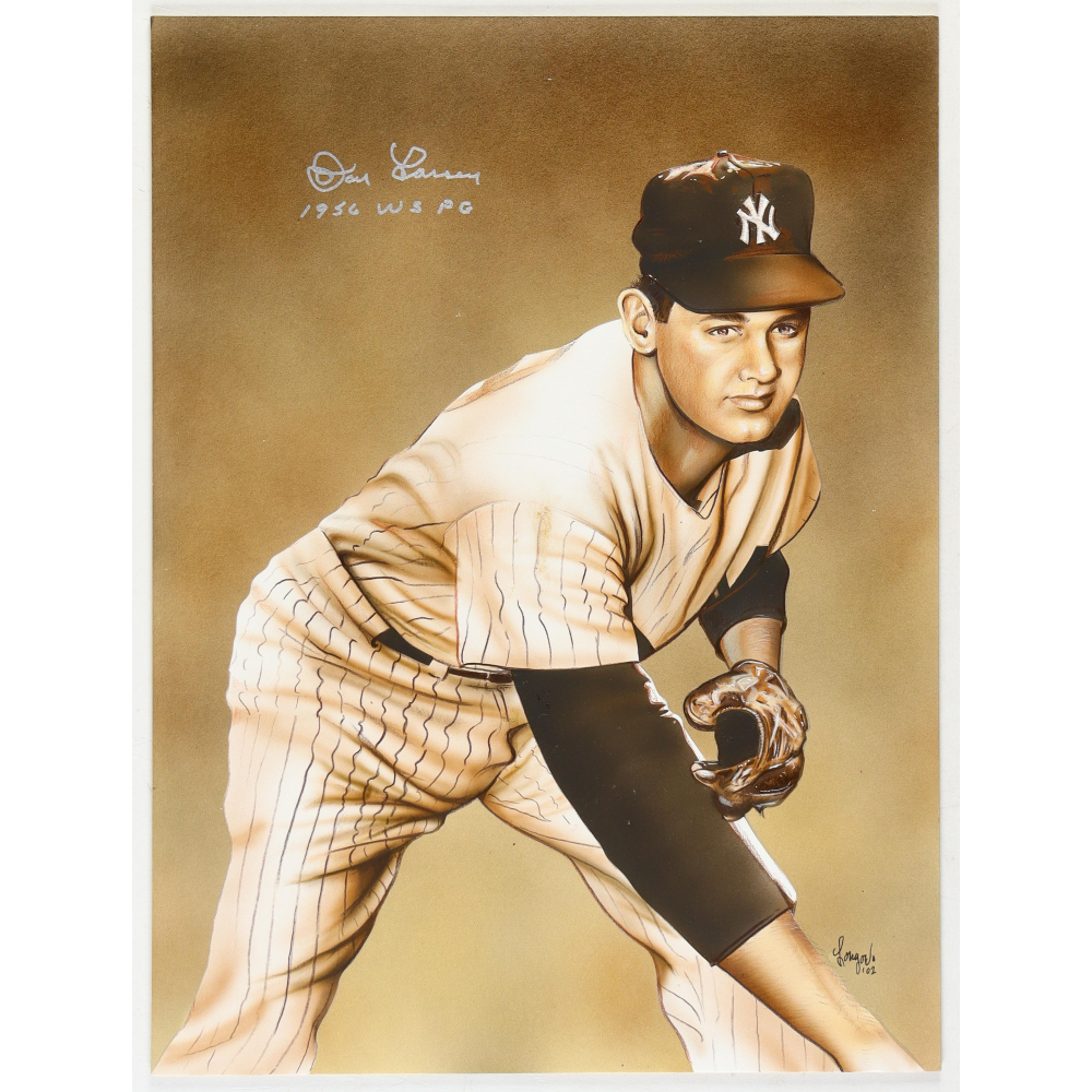 Don Larsen & Gary Longordo Signed "Yankees" Artwork on Board By Artist ...