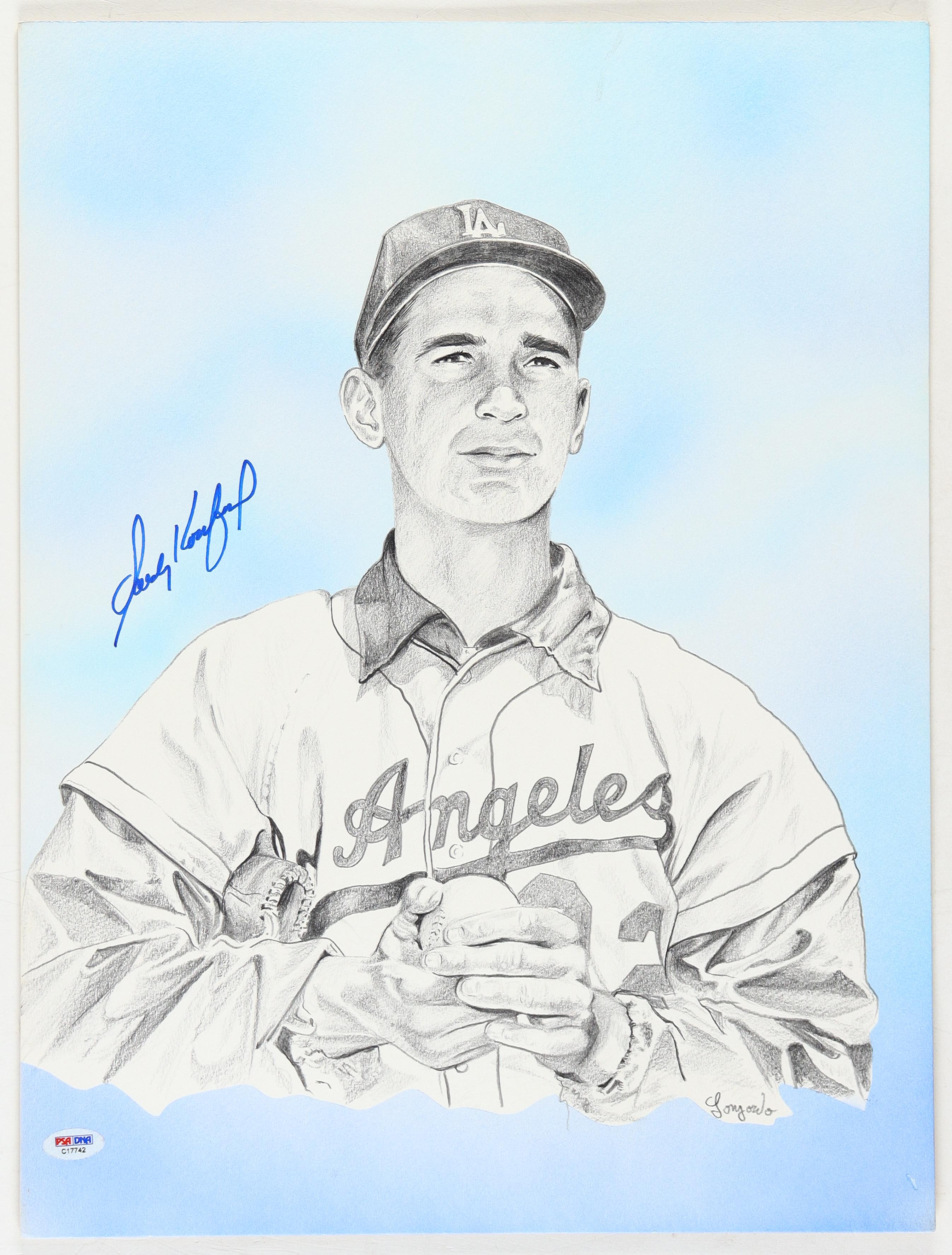 Sandy Koufax & Gary Longordo Signed "Angels" Artwork on Board By Artist ...