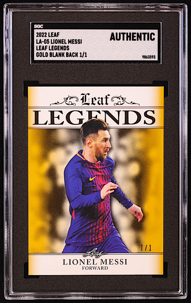 Lionel Messi 2022 Leaf Legends Gold Blank Back #LA05 #1/1 (SGC ...