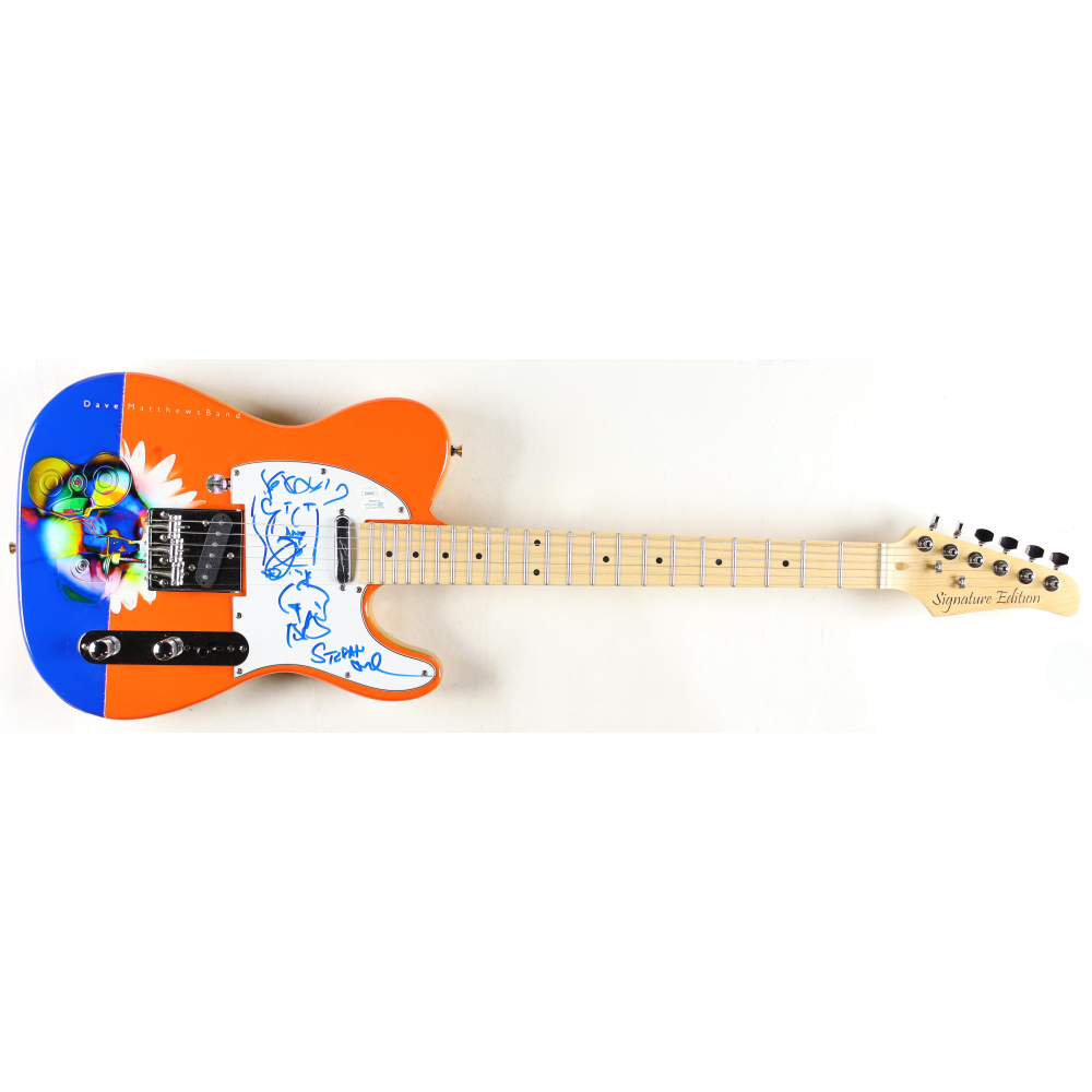 Stefan Lessard Signed "Dave Matthews Band" 38" Electric Guitar Band With Hand-Drawn Sketch (JSA ...