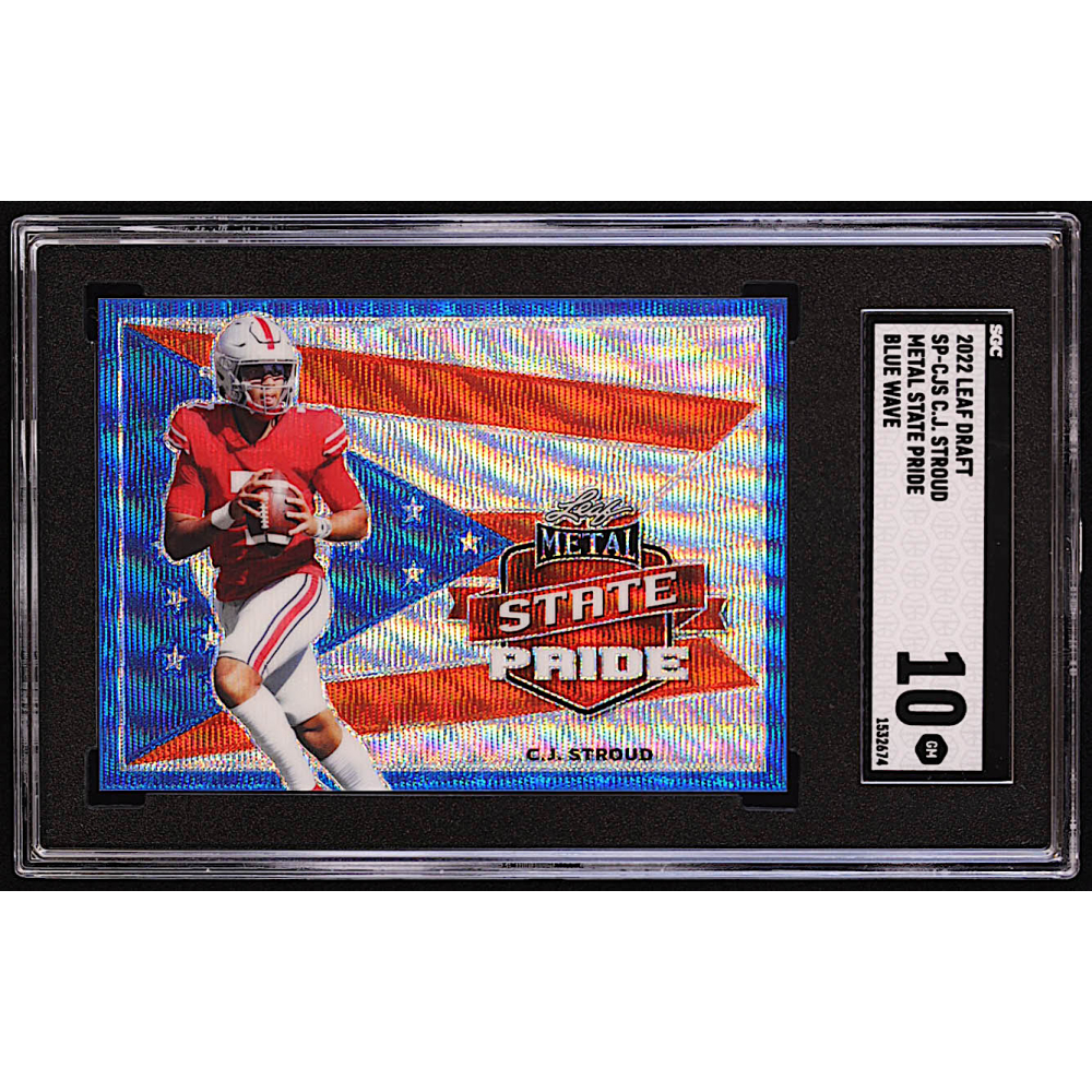 C.J. Stroud 2022 Leaf Draft and Prospects Metal State Pride Wave Blue # ...