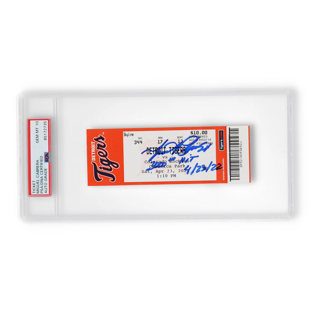 Miguel Cabrera Signed Original 3000th Hit Ticket Inscribed "3000 Hit 8 ...