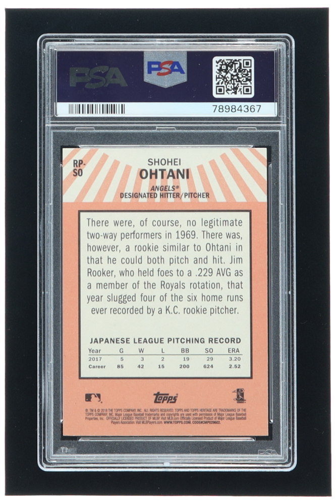 Shohei Ohtani 2018 Topps Heritage Rookie Performers #RPSO RC (PSA 10 ...