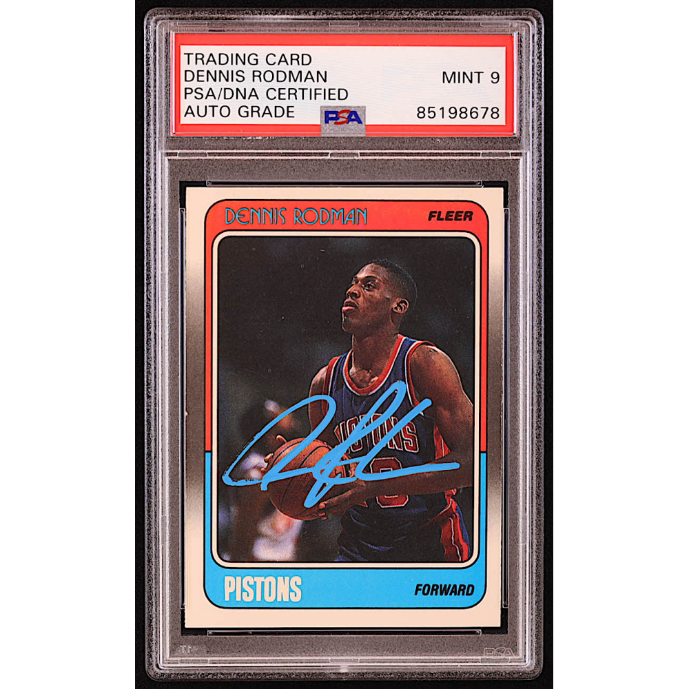 Dennis Rodman Signed 1988-89 Fleer #43 RC (PSA | Autograph Graded PSA 9 ...