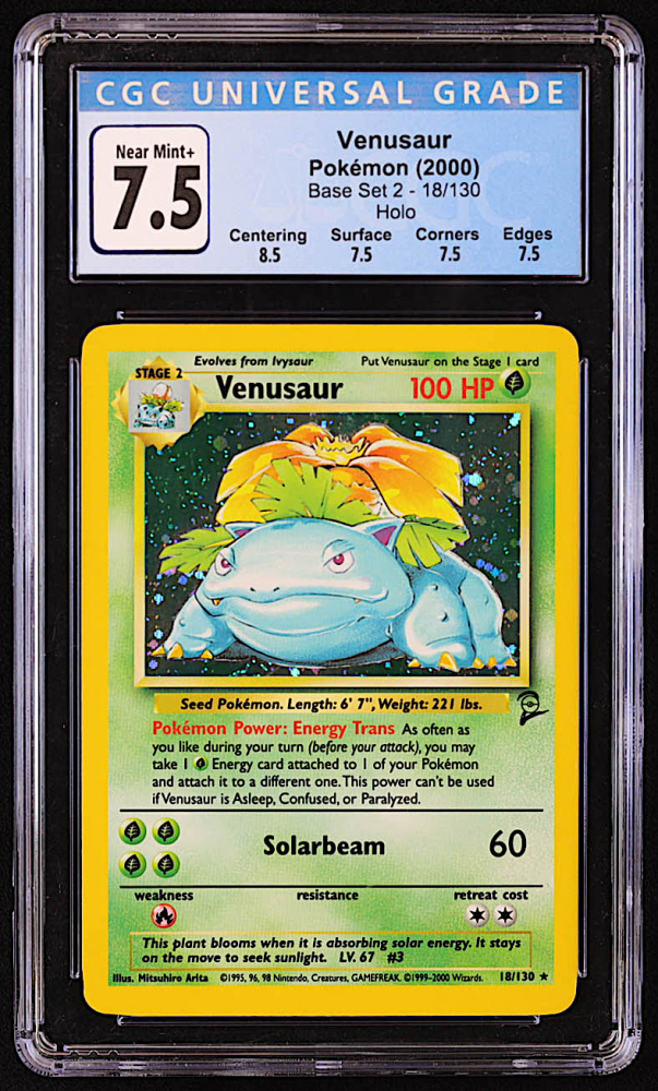 Venusaur 2000 Pokemon Base 2 Unlimited #18 Holo (CGC 7.5) | Pristine ...