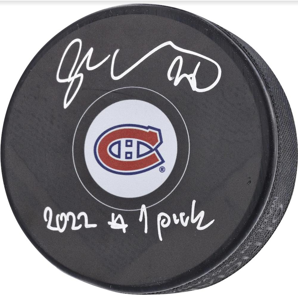 Juraj Slafkovsky Signed Hockey Puck Inscribed "2022 #1 Pick" (Fanatics ...