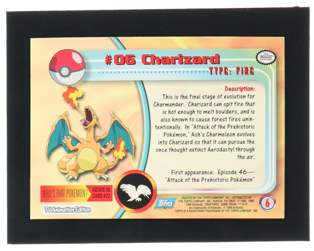 Charizard 1999 Topps Pokemon TV Animation Series 1 Foil #6 | Pristine ...