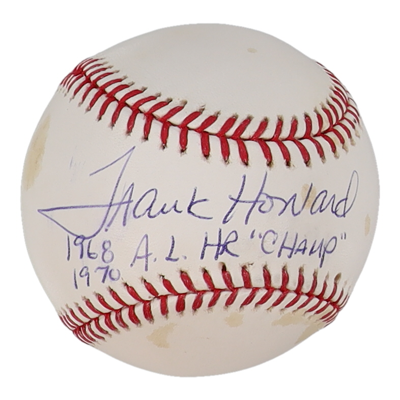 Frank Howard Signed OML Baseball Inscribed "68/70 A.L. HR 'Champ'" (JSA ...