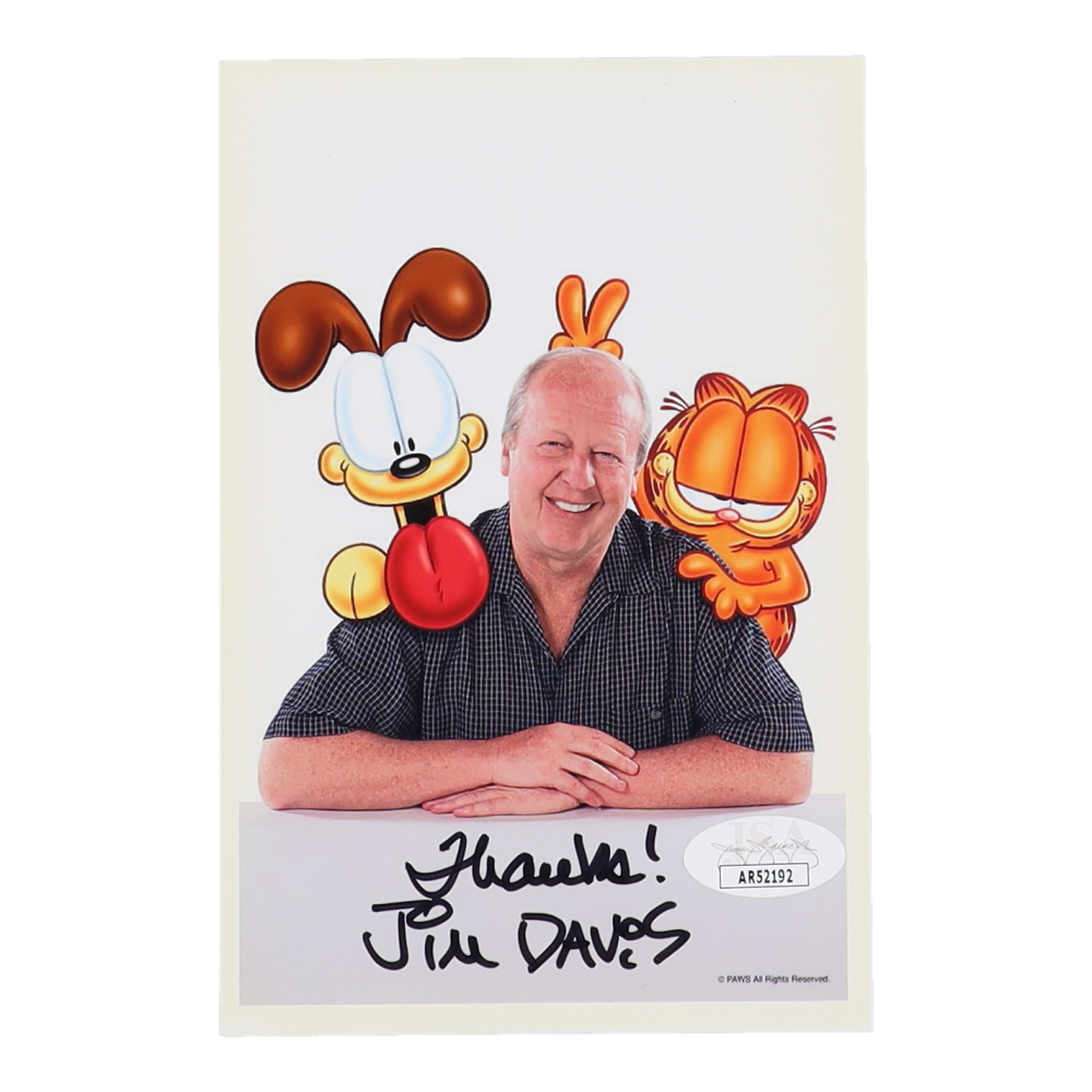 Jim Davis Signed "Garfield" 4x6 Photo Inscribed "Thanks!" (JSA ...