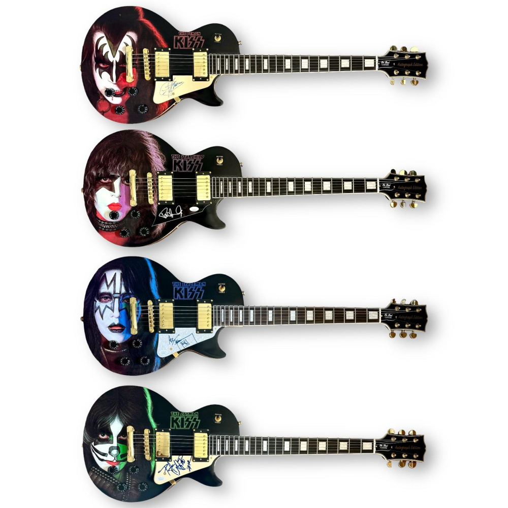 KISS Set of (4) 39" Electric Guitars Band-Signed by Gene Simmon, Paul ...