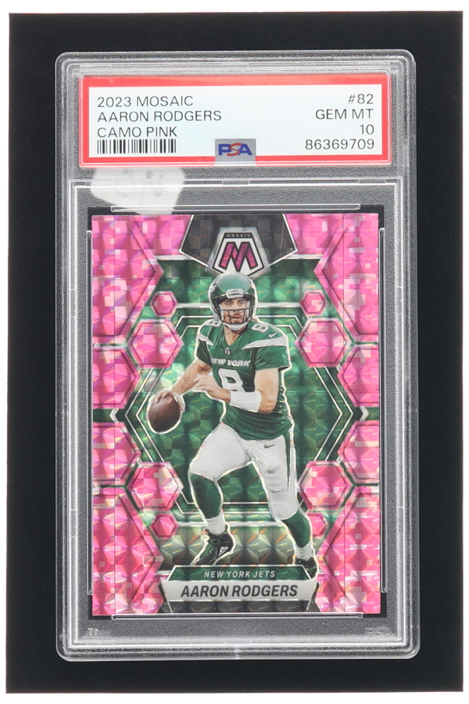 Aaron Rodgers 2023 Panini Mosaic Mosaic Camo Pink 82 Psa 10