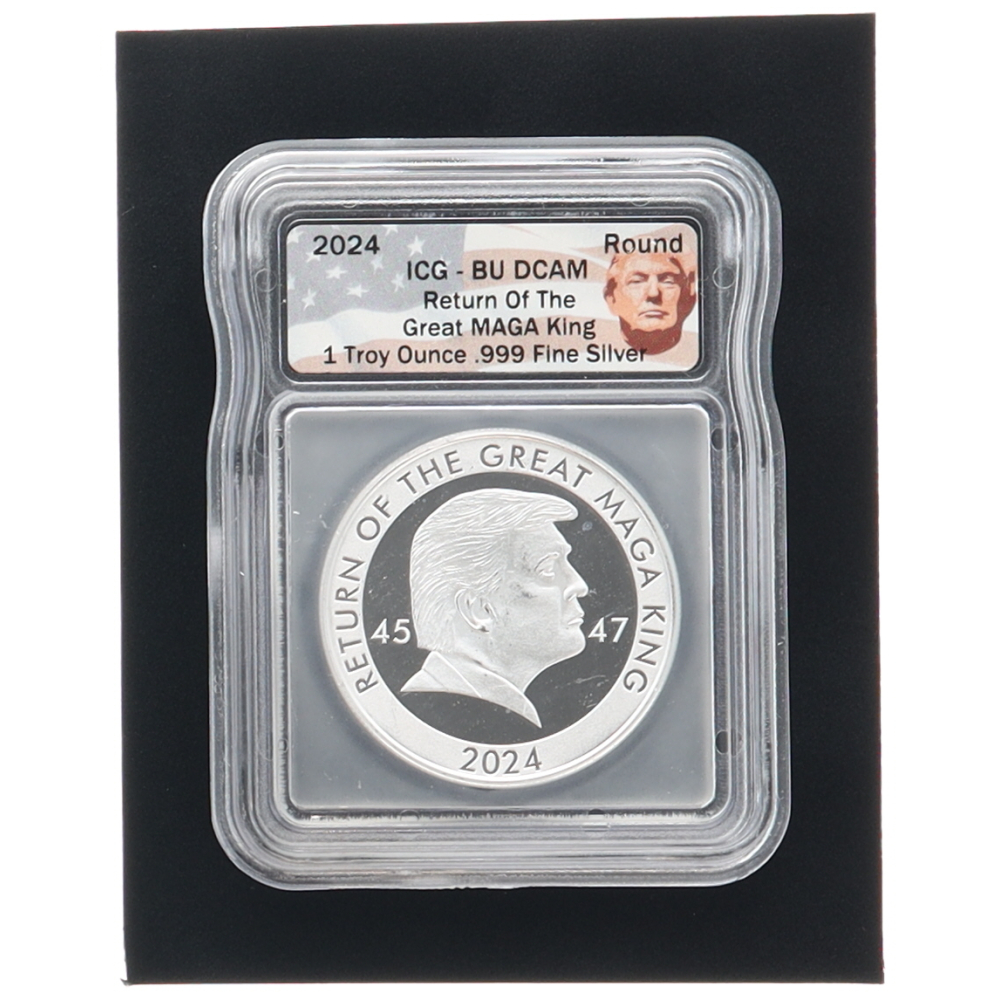 2024 Donald Trump "Return of the Great MAGA King" 1oz .999 Fine Silver Bullion Round (ICG BU ...