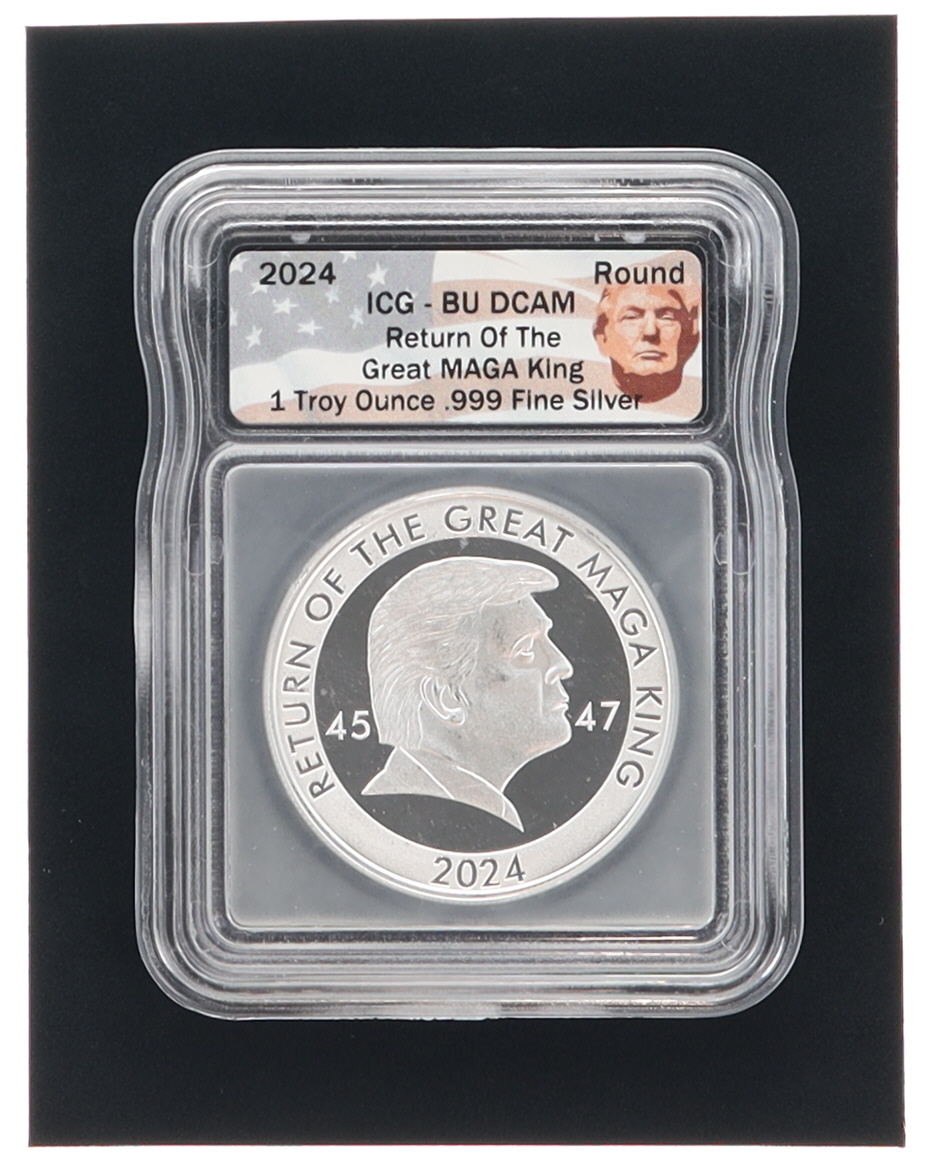 2024 Donald Trump "Return of the Great MAGA King" 1oz .999 Fine Silver Bullion Round (ICG BU ...