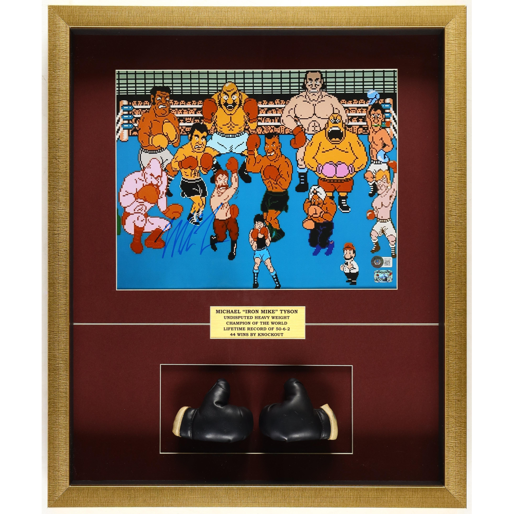Mike Tyson Signed "Punch Out" Custom Framed Shadow Box Print With ...