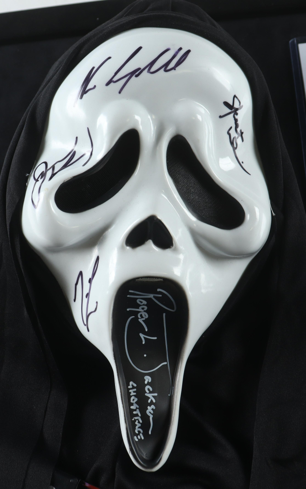"Scream" Custom Framed Replica Mask & Knife Display Signed By (5) Roger ...