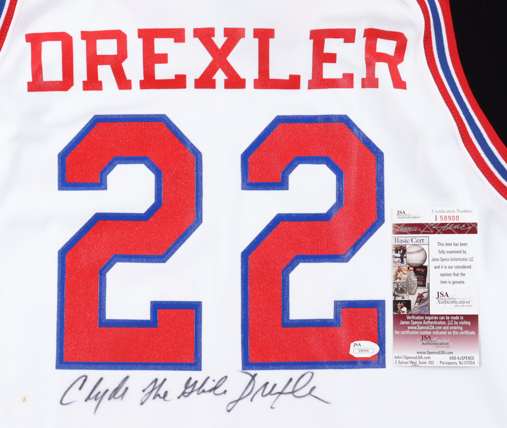 Clyde "The Glide" Drexler Signed Houston Cougars Rawlings Jersey ...