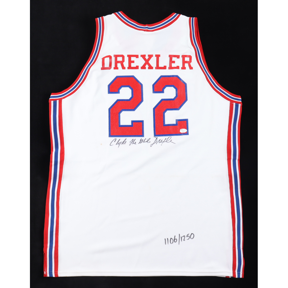 Clyde "The Glide" Drexler Signed Houston Cougars Rawlings Jersey ...
