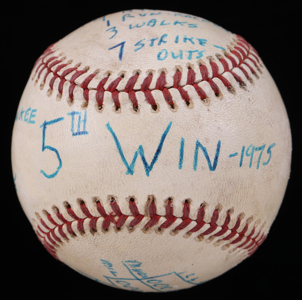 Bert Blyleven Game-Used Hand-Written Stat Baseball from 1975 for 5th ...
