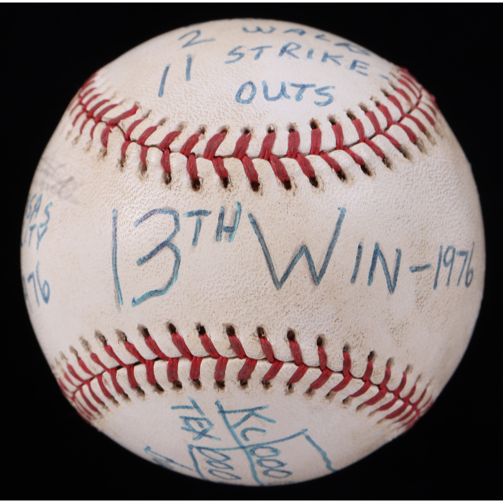 Bert Blyleven Game-Used Hand-Written Stat Baseball from 1976 for 13th ...