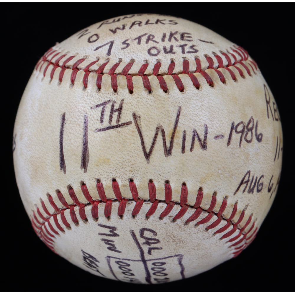 Bert Blyleven Game-Used Hand-Written Stat Baseball from 1986 for 11th ...
