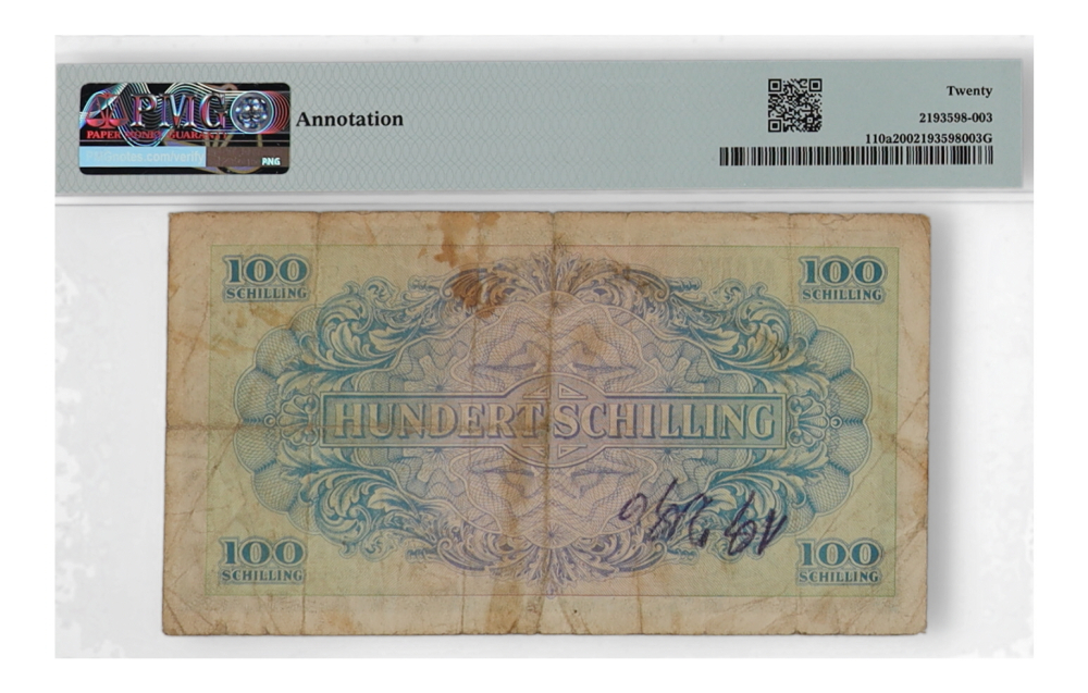 1944 Austria / Allied Occupation of Germany WWII - 100 Schilling (PMG ...