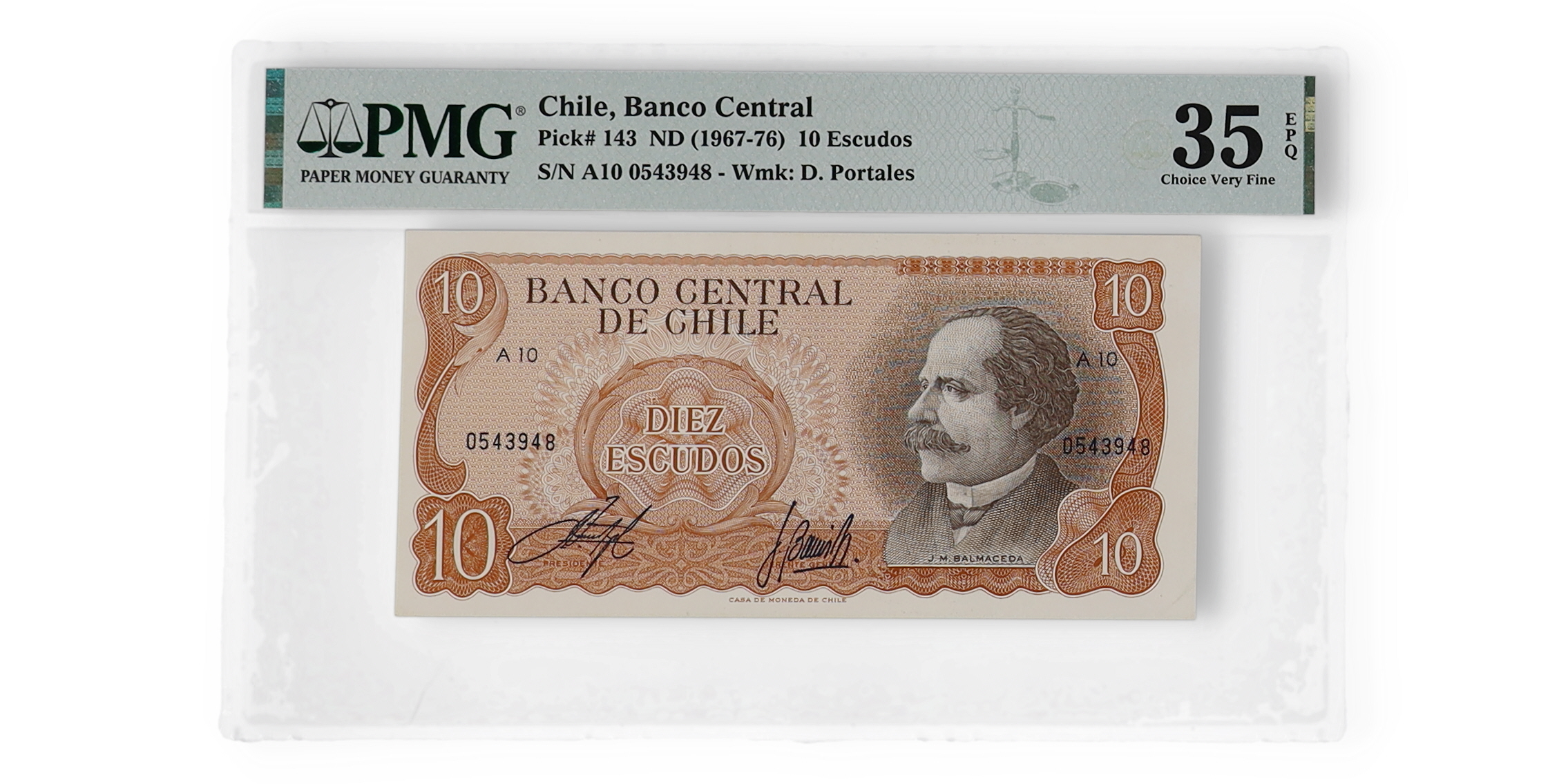 1967-76 Chile, Banco Central - 5 Escudos (PMG CHOICE VF 35 EPQ ...
