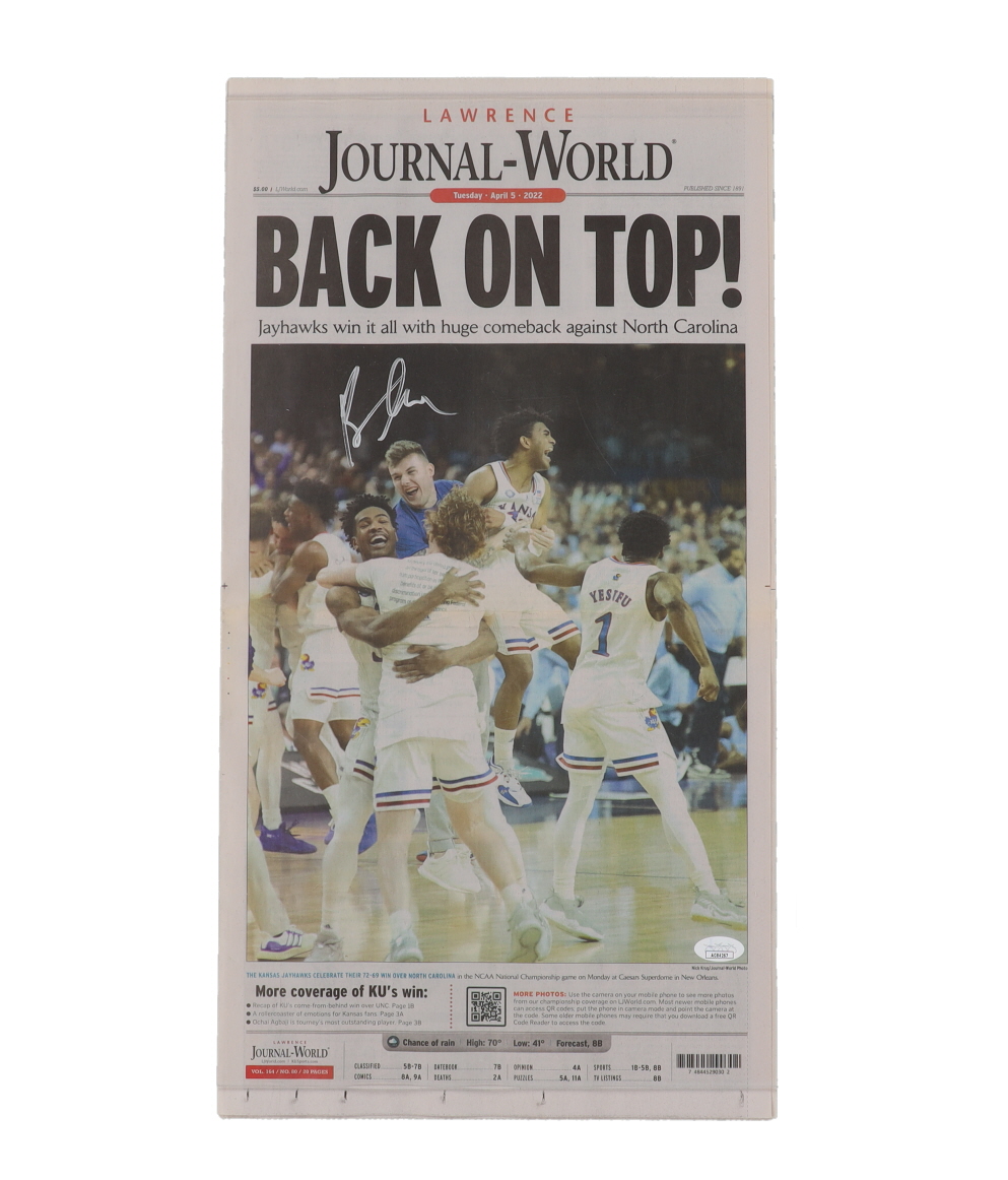 Bill Self Signed 2022 Lawrence Journal-World Newspaper (JSA) | Pristine ...