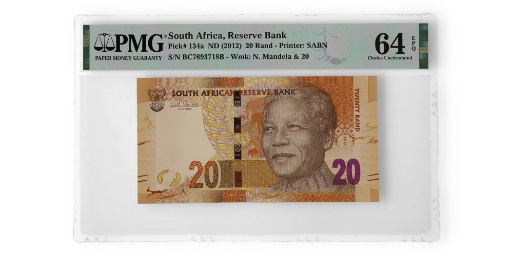 2012 South Africa, Reserve Bank - 20 Rand - Wmk: Nelson Mandela & 20 ...