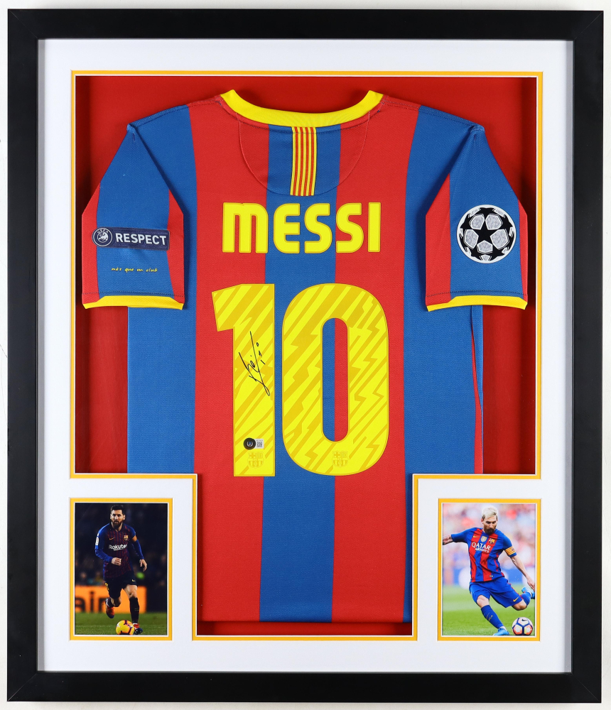 Lionel Messi Signed FC Barcelona Custom Framed Jersey Display (Beckett ...