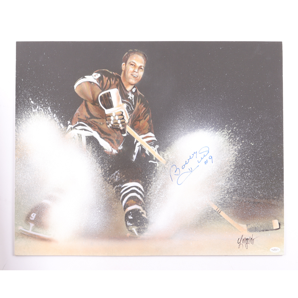 Bobby Hull & Gary Longordo Signed Blackhawks Artwork Mounted On Board ...