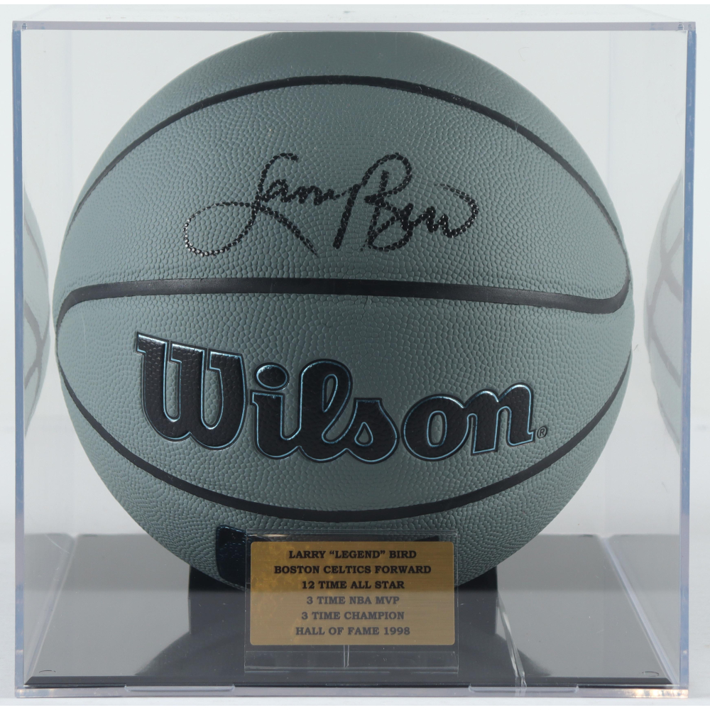 Larry Bird Signed NBA Basketball With Display Case & Name Plate (PSA ...