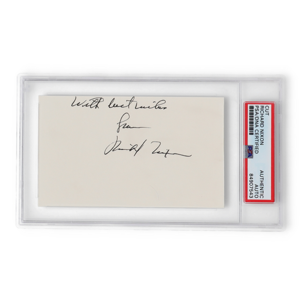 Richard Nixon Signed Cut on 3x5 Index Card With Inscription (PSA ...