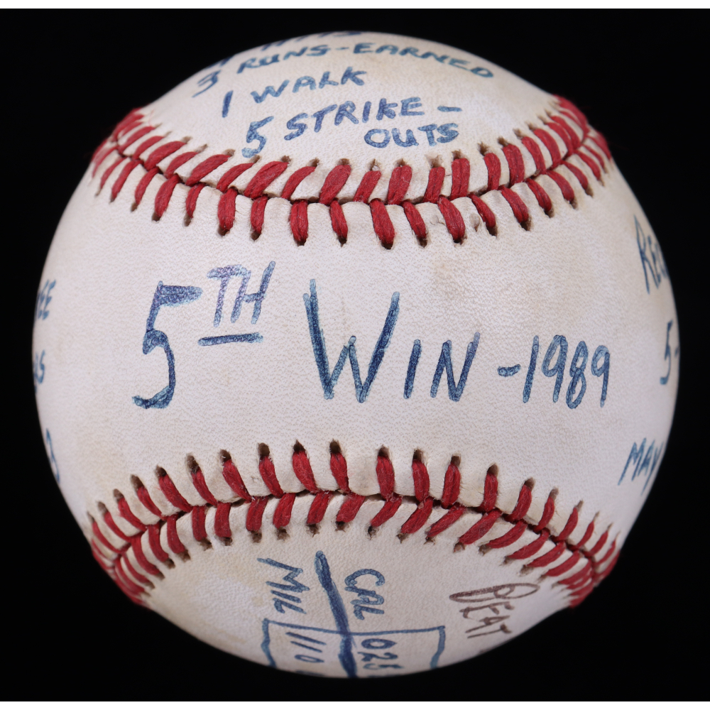 Bert Blyleven Game-Used Hand-Written Stat Baseball from 1989 for 5th ...