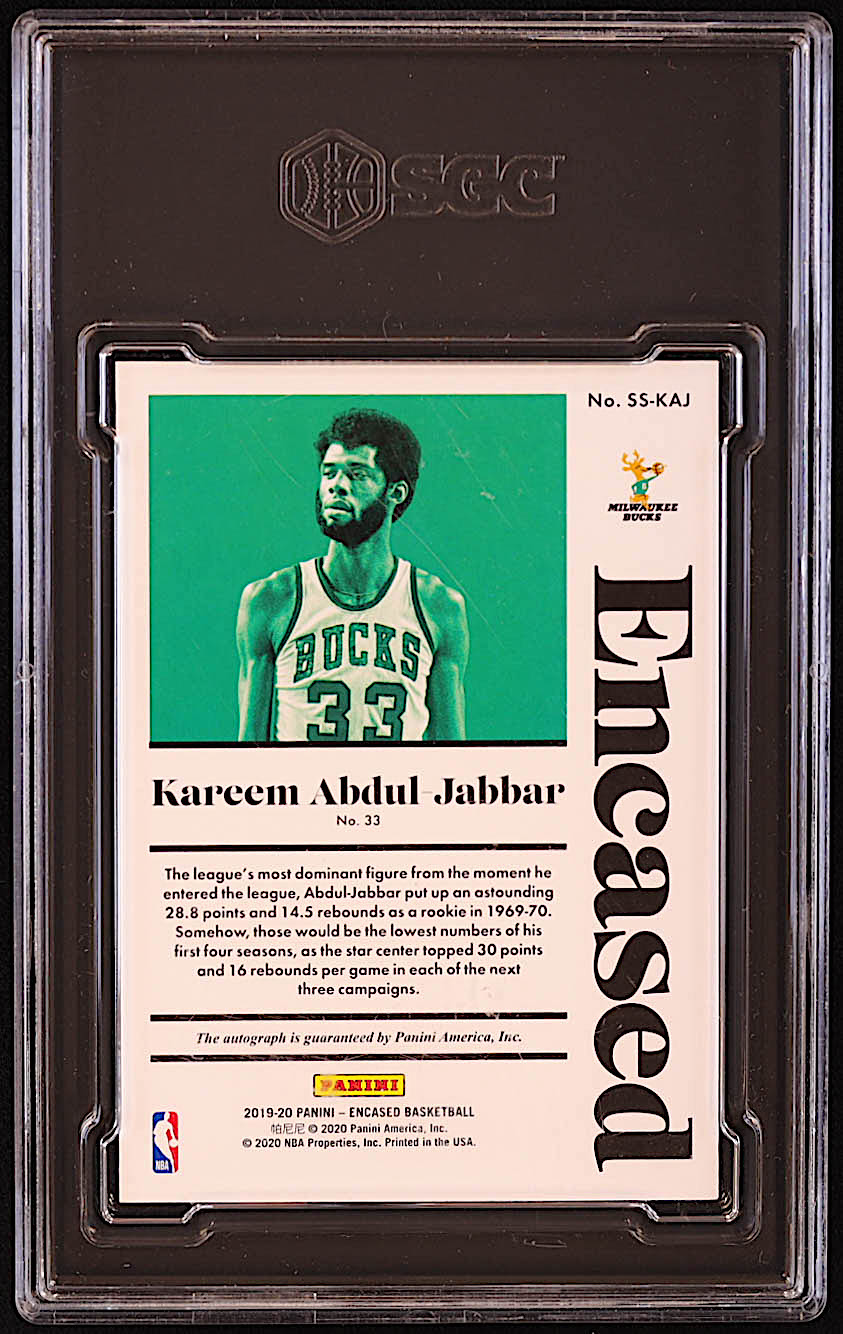Kareem Abdul-Jabbar 2019-20 Panini Encased Scripted Signatures #34 #14/ ...