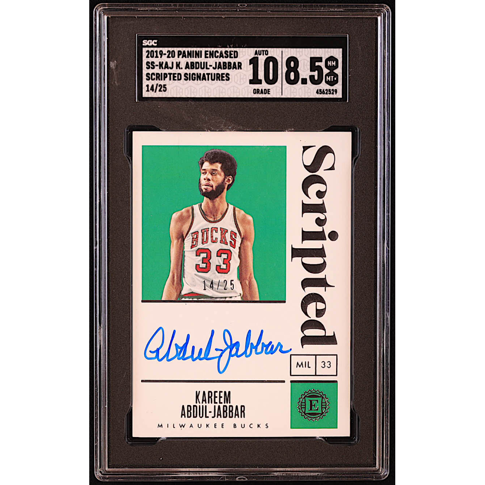 Kareem Abdul-Jabbar 2019-20 Panini Encased Scripted Signatures #34 #14/ ...