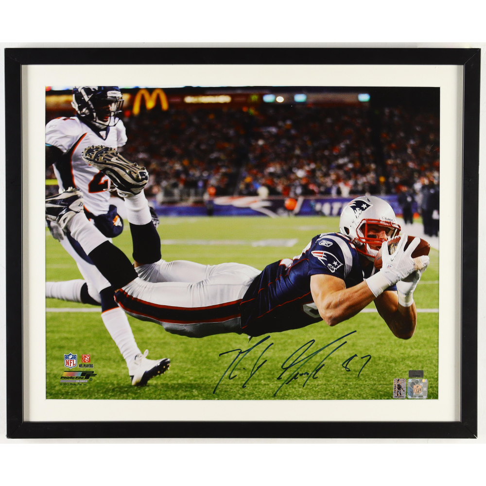 Rob Gronkowski Signed Patriots Custom Framed Photo Display (Gronkowski ...