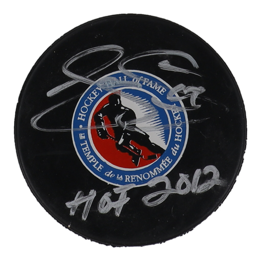 Joe Sakic Signed Hall of Fame Logo Hockey Puck Inscribed "HOF 2012 ...