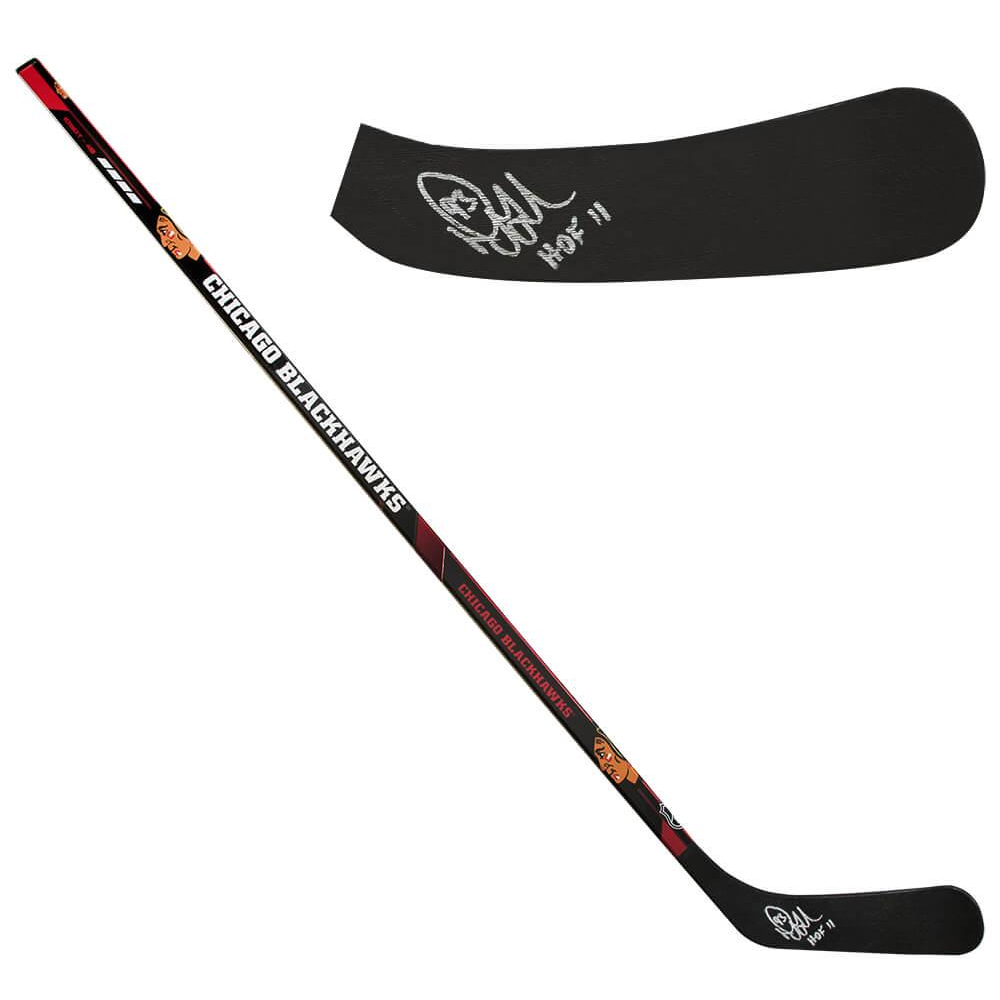 Doug Gilmour Signed Blackhawks Logo Hockey Stick Inscribed "HOF 11 ...