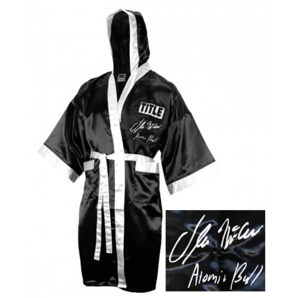 Oliver McCall Signed Title Boxing Robe Inscribed "Atomic Bull ...