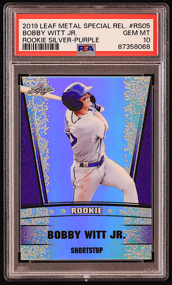 Bobby Witt Jr. 2019 Leaf Metal Special Release Rookie Silver Purple # ...