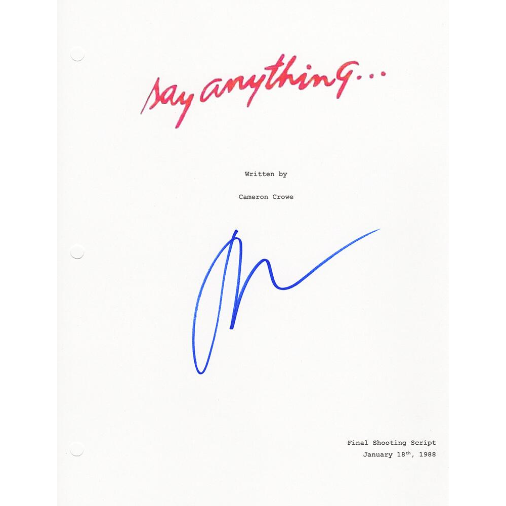 John Cusack Signed "Say Anything" 8x10 Script Cover (Schwartz ...