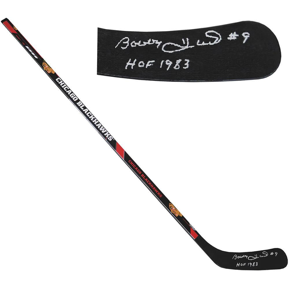 Bobby Hull Signed Blackhawks Franklin Hockey Stick Inscribed "HOF 1983 ...