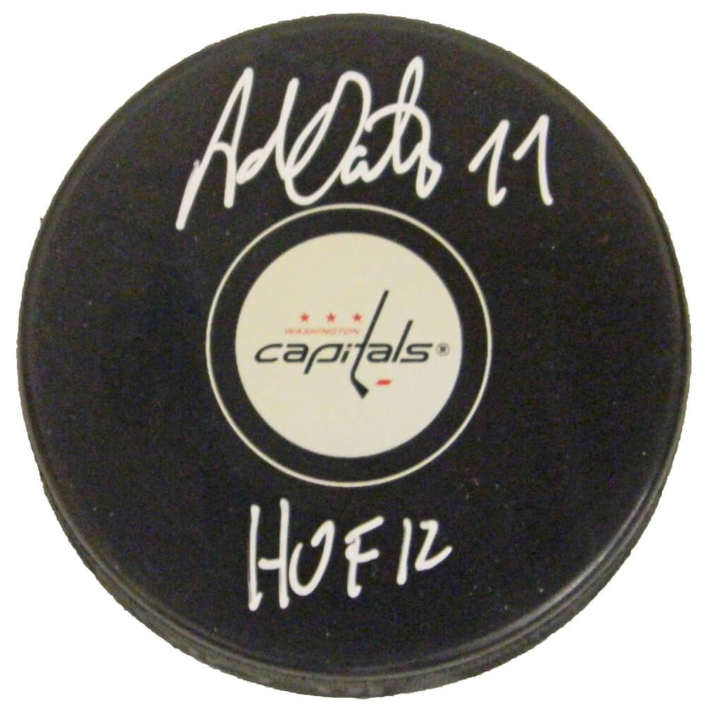 Adam Oates Signed Capitals Logo Hockey Puck Inscribed "HOF 12 ...