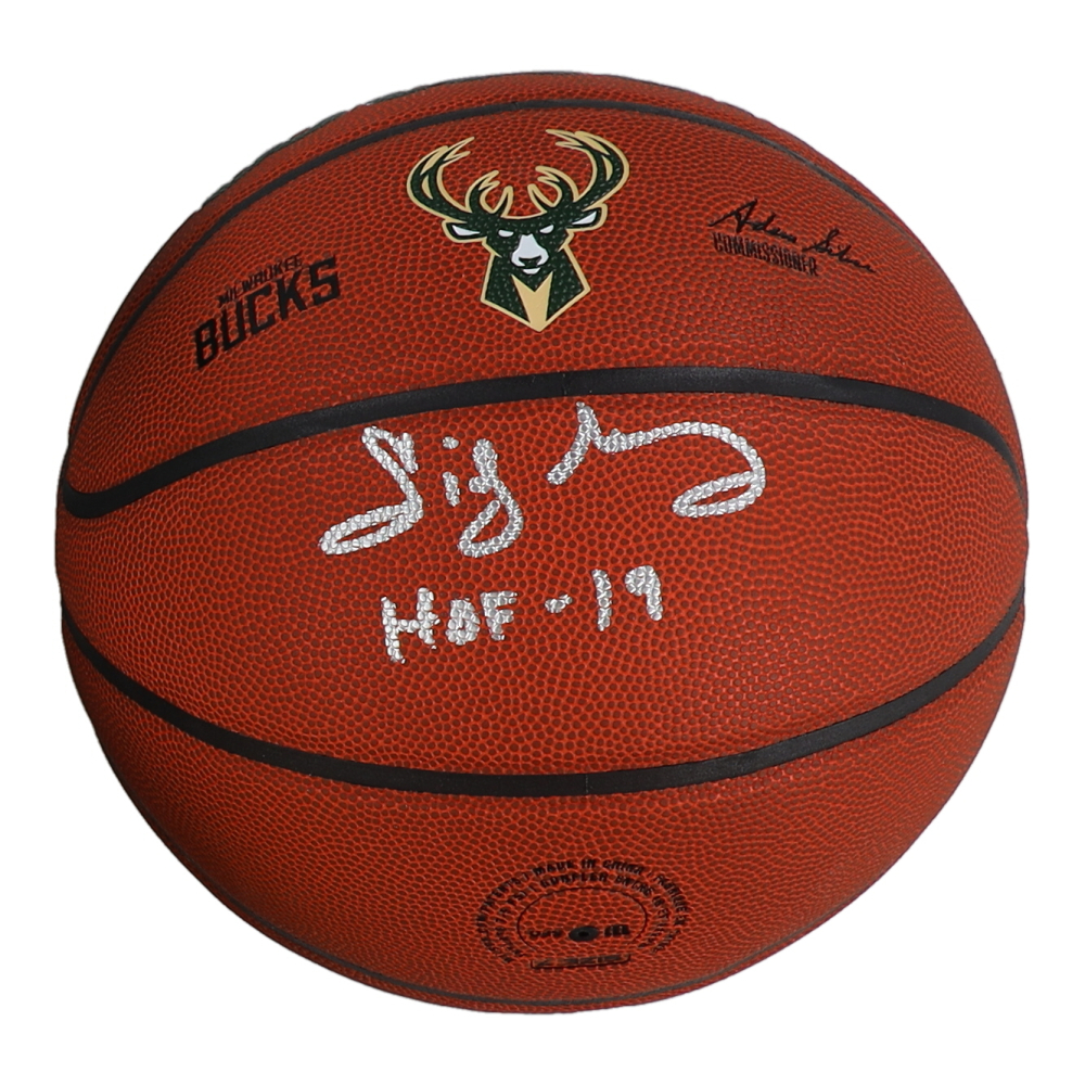 Sidney Moncrief Signed Bucks Logo NBA Basketball Inscribed "HOF 19 ...