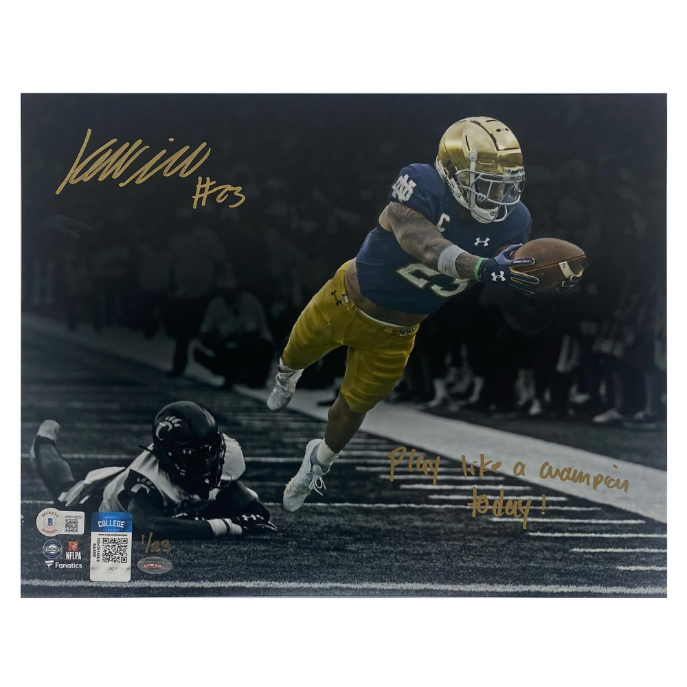 Kyren Williams Signed Notre Dame Fighting Irish 11x14 Photo Inscribed ...