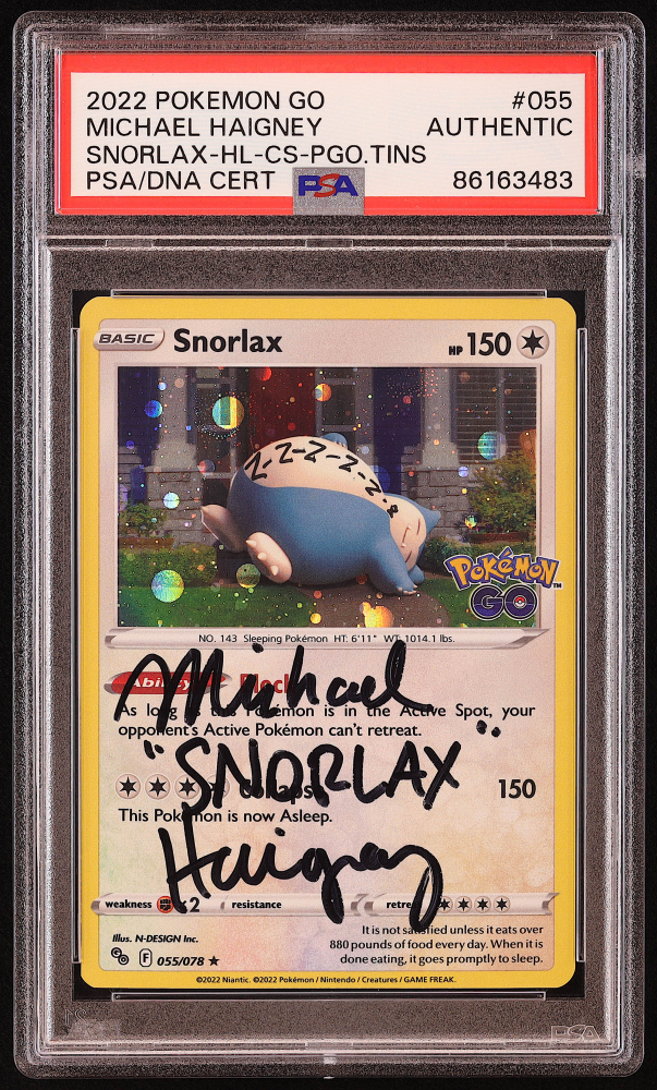 Michael Haigney Signed 2022 Pokemon GO #55 Snorlax Holo Inscribed ...