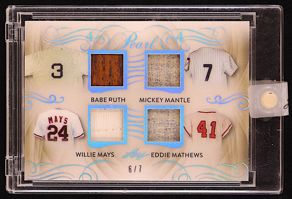 Babe Ruth / Mickey Mantle / Willie Mays / Eddie Mathews 2017 Leaf Pearl ...