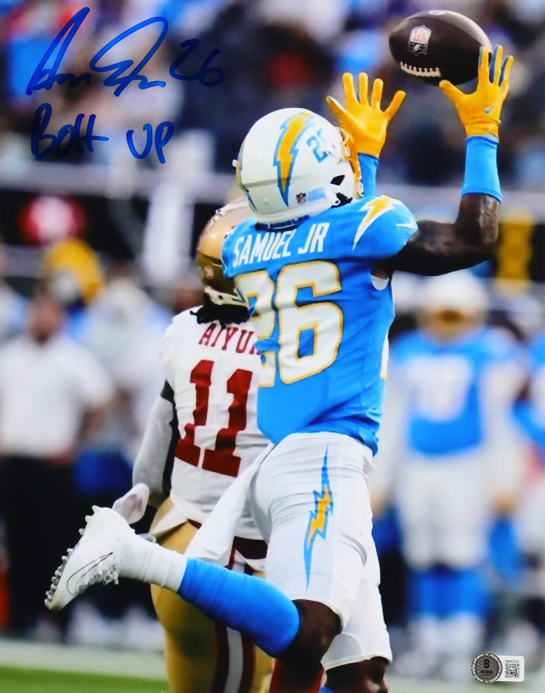 Asante Samuel Jr. Signed Chargers 11x14 Photo Inscribed "Bolt Up ...