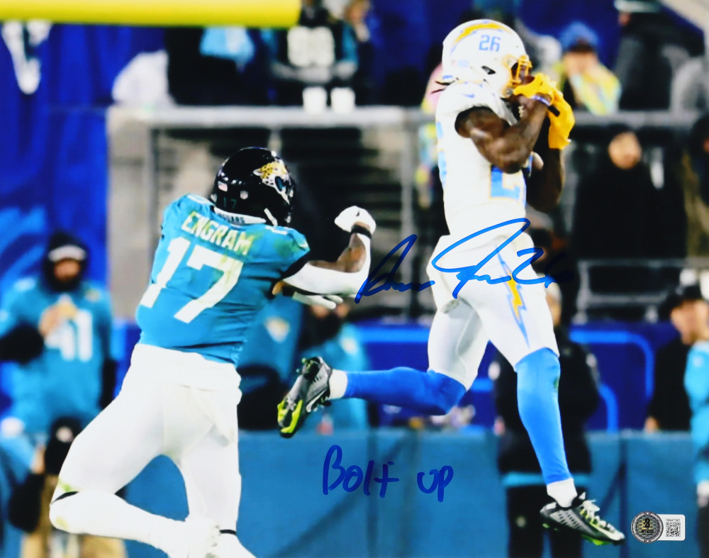 Asante Samuel Jr. Signed Chargers 11x14 Photo Inscribed "Bolt Up ...