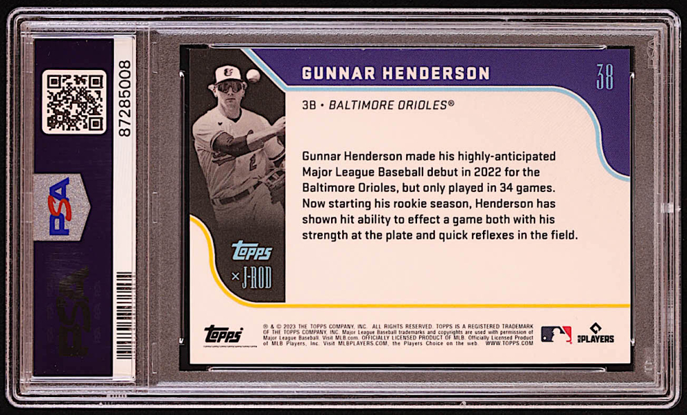 Gunnar Henderson 2023 Topps X J-Rod J-Rod Blue #38 RC #14/44 (PSA 10 ...
